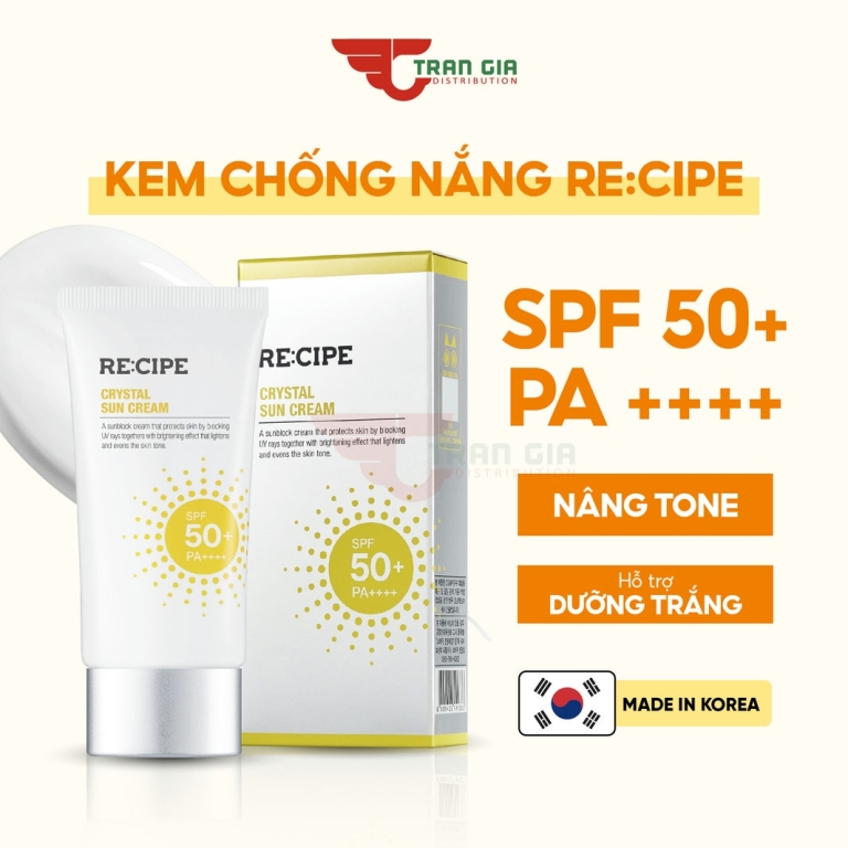 Kem chống nắng Nâng Tone, Dưỡng Trắng RE:CIPE 50ml - Recipe Việt Nam